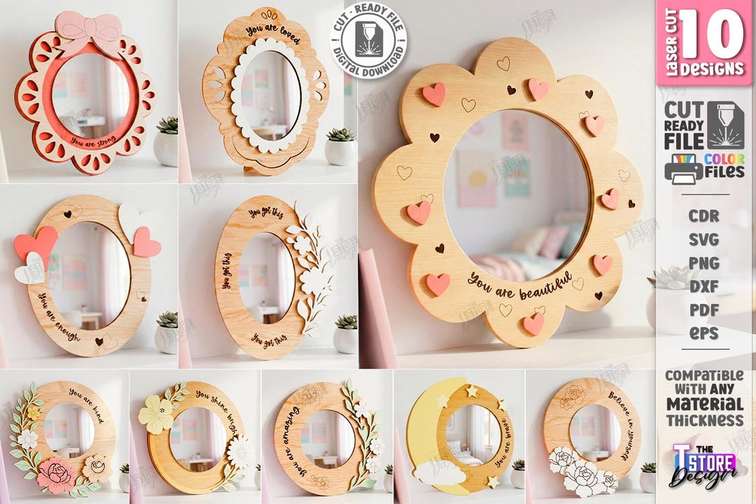 3d Mirror Affirmation Frame – Positive Quote Decor Laser Cut Bundle ...