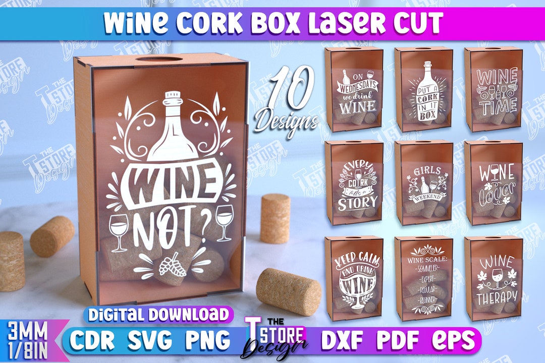 Wine Cork Box Laser Cut, Wine Cork Keeper, Wine Lover Gift, Wine Cork ...