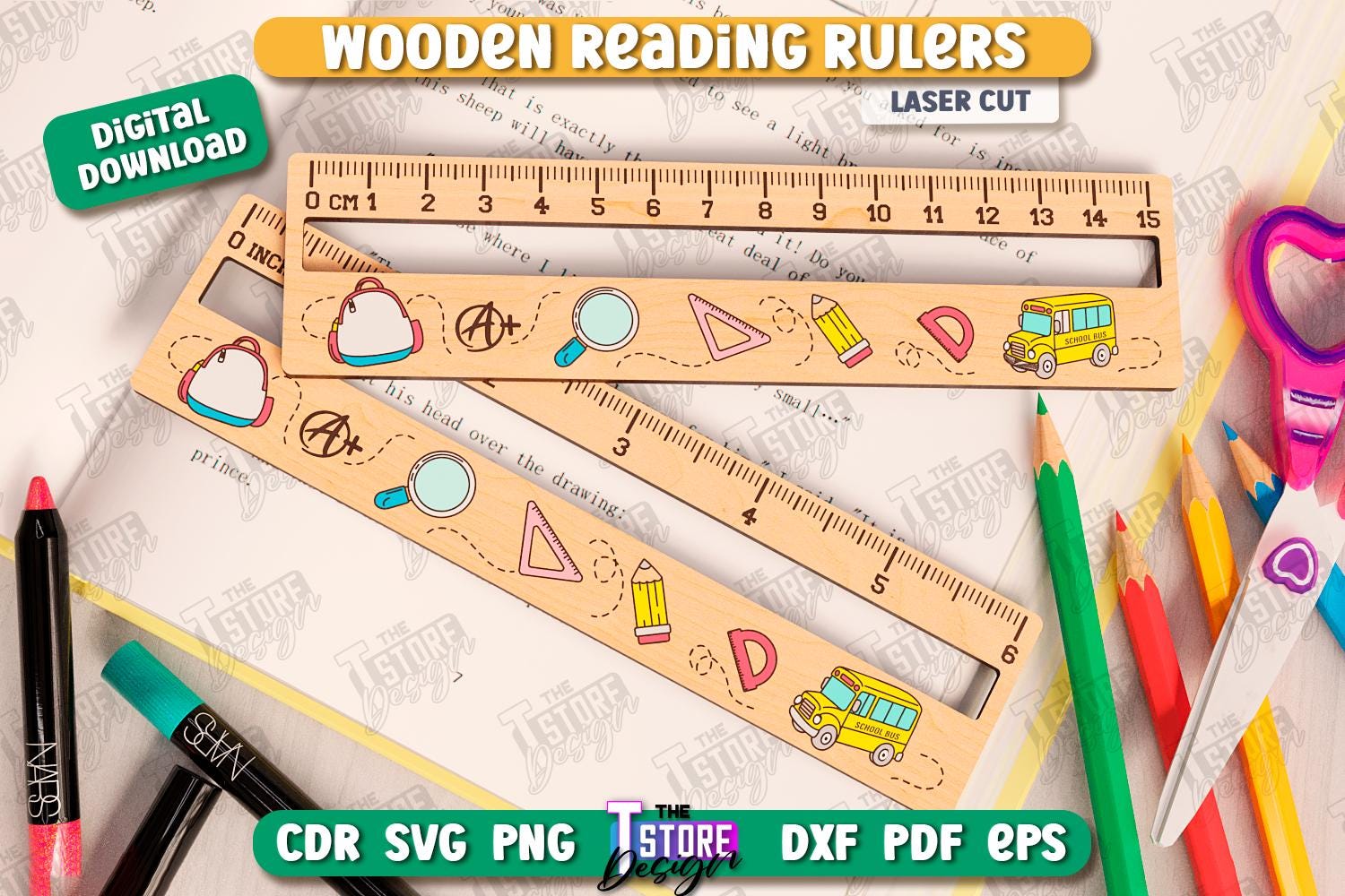 Personalized Wooden Reading Ruler Lasercut Bundle, Wooden Ruler With ...