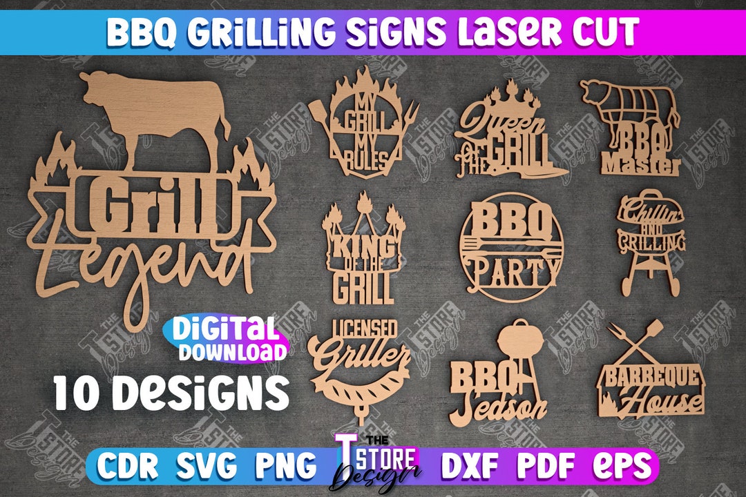 BBQ Grilling Signs Laser Cut, Personalized Barbecue Wall Sign, Kitchen ...