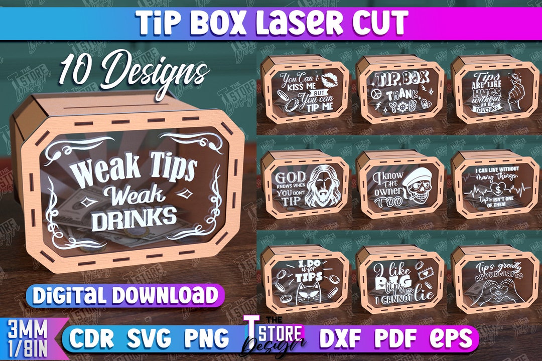Tip Box Lasercut | Money Bank SVG | Money Box Laser Cut | Target Piggy ...