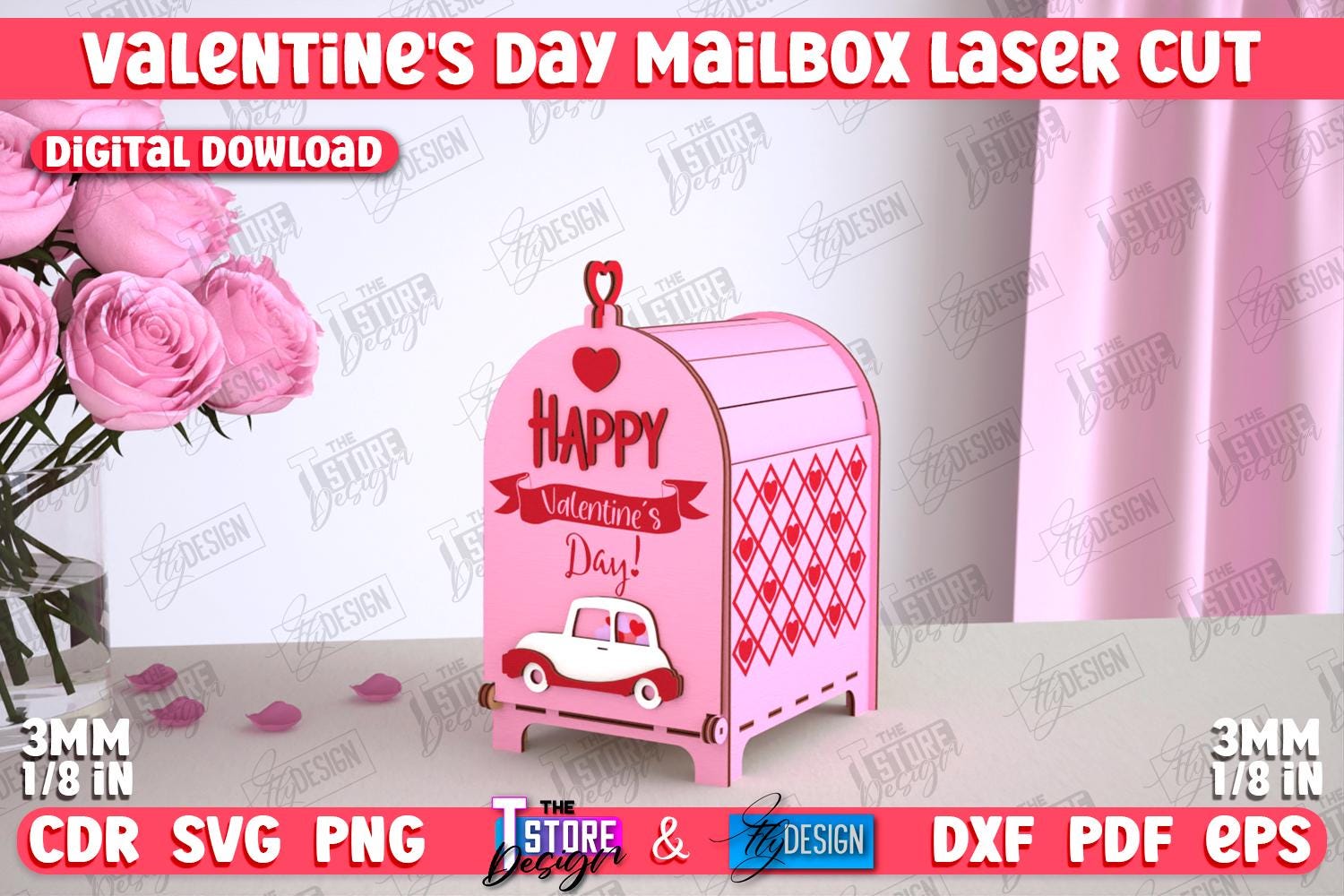 Valentine's Day Mail Box Laser Cut Bundle, Letters to Valentine Mailbox ...