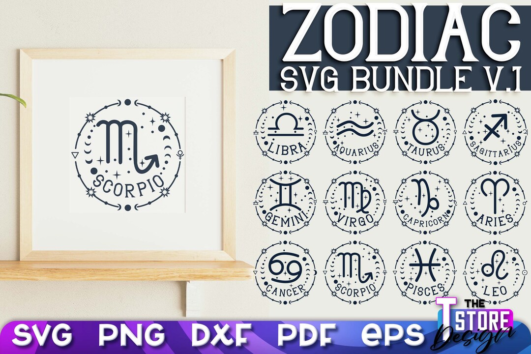 Zodiac Sign SVG Bundle | Astrology Signs SVG | Zodiac SVG Design ...