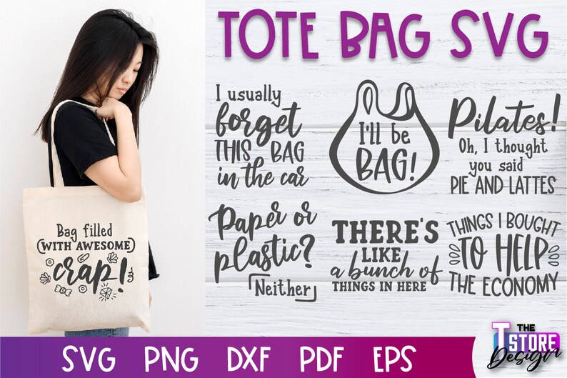 Tote Bag SVG Bundle | Shopping Bag Design | SVG Design - Etsy