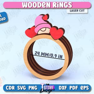 Kids Wooden Rings Laser Cut Bundle, Kids Jewelry for Girls, 3D Wooden ...