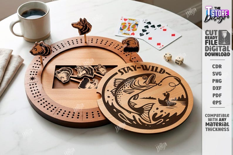 Wooden Cribbage Board Game Laser Cut Bundle, 3d Cribbage Board With ...