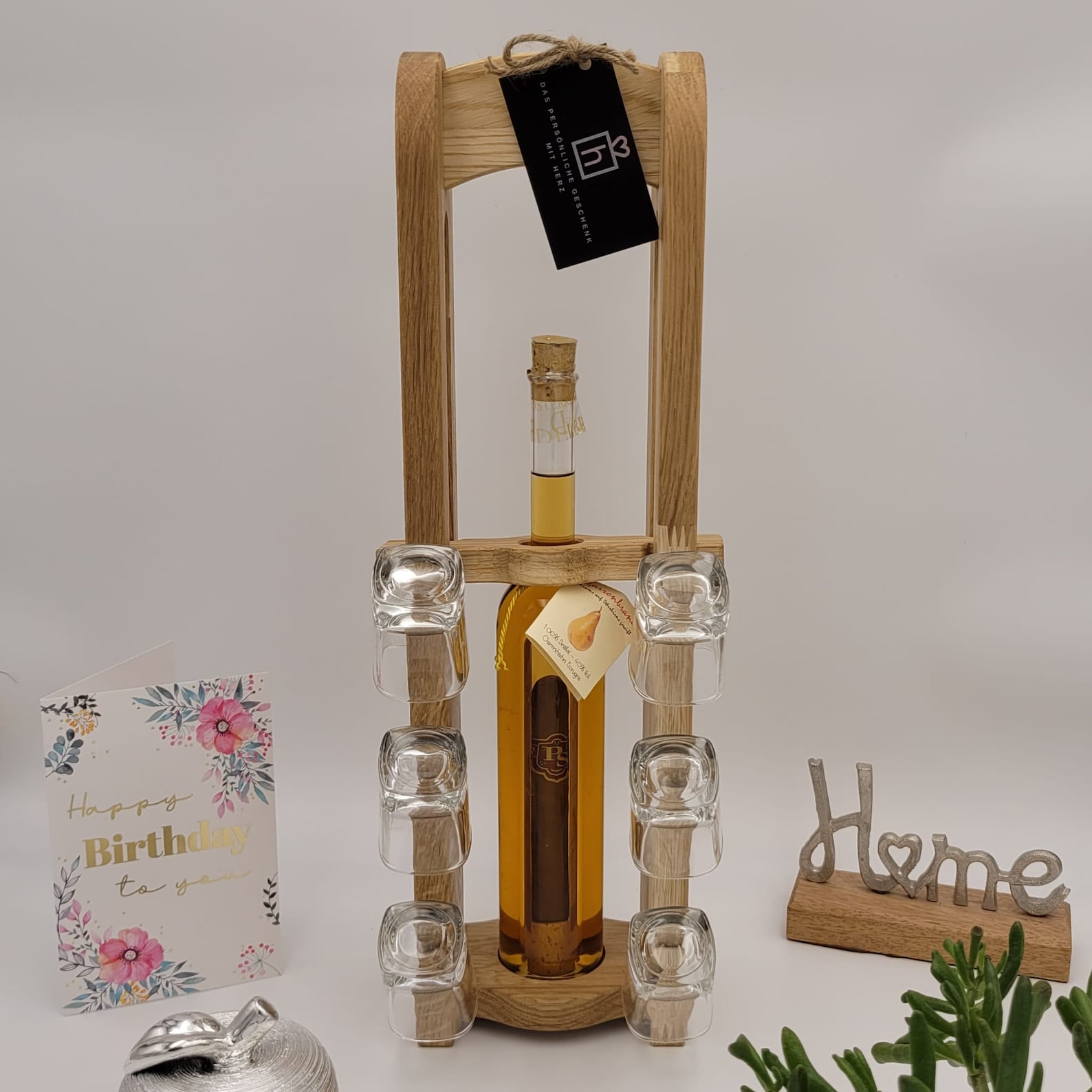 Liquor Bar, Liquor Bench - Solid Oak Including 6 Shot Glasses ...