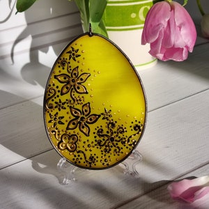 Large Easter Egg Stained Glass Decoration, Easter Art, Painted Egg ...