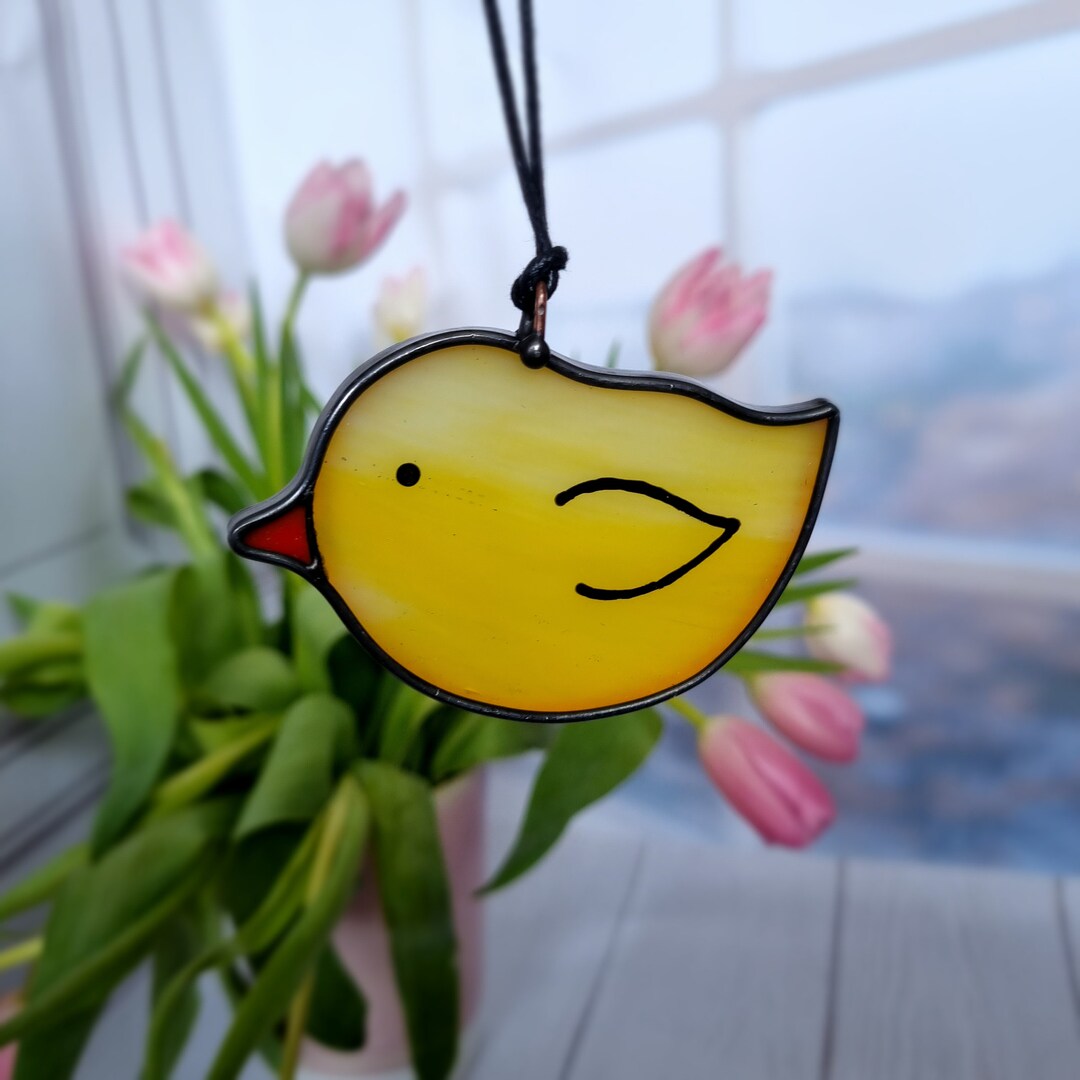 Chick - Stained Glass Decoration, Easter Art, Cute, Handmade, Hand ...