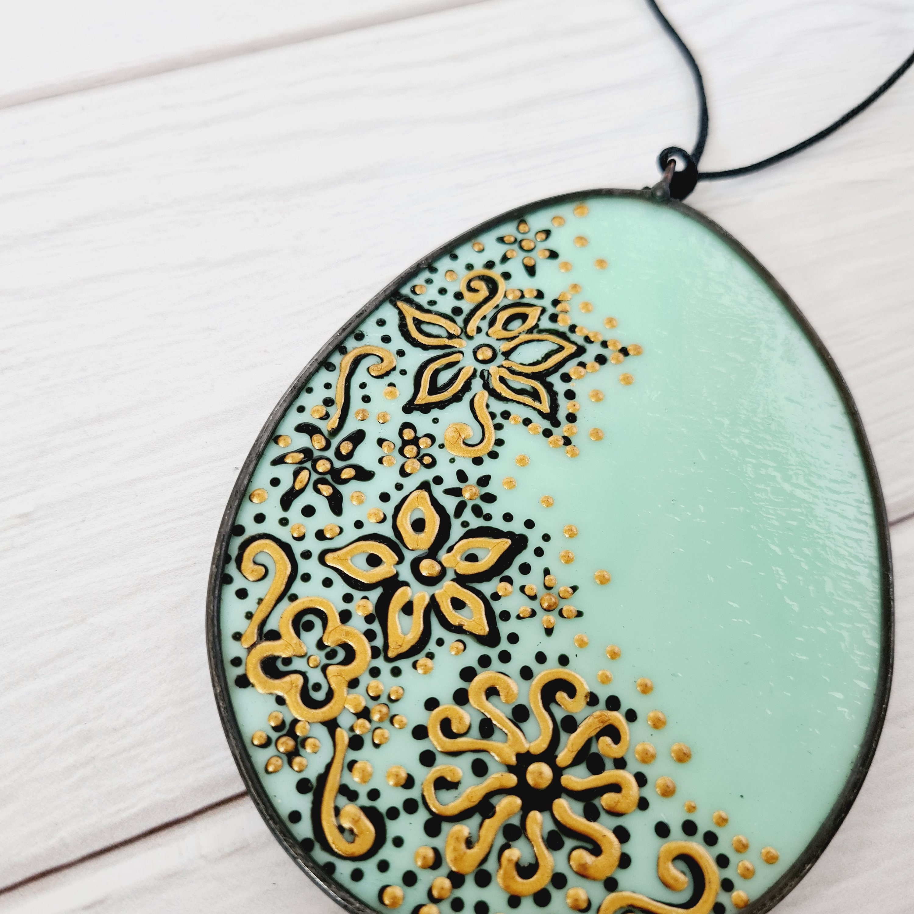 Large Easter Egg Stained Glass Decoration, Easter Art, Painted Egg ...