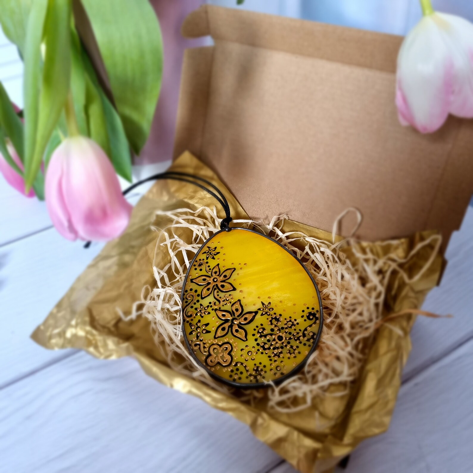 Large Easter Egg Stained Glass Decoration, Easter Art, Painted Egg ...