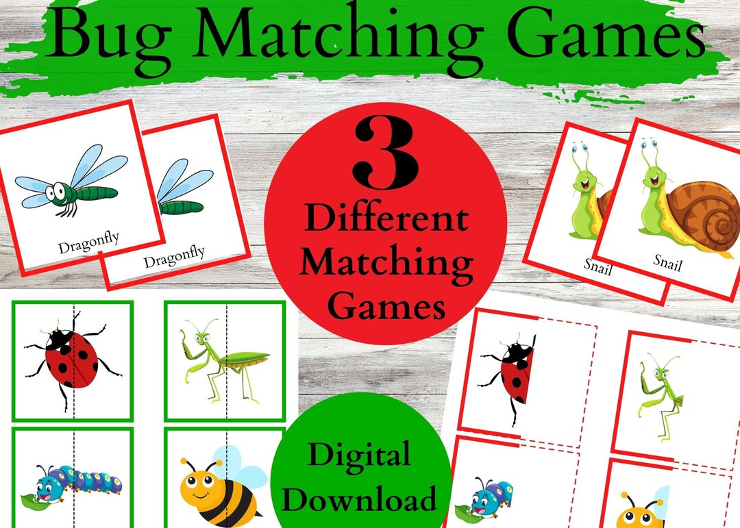 Bug Matching Memory Games Sensory Bin Games Learning - Etsy