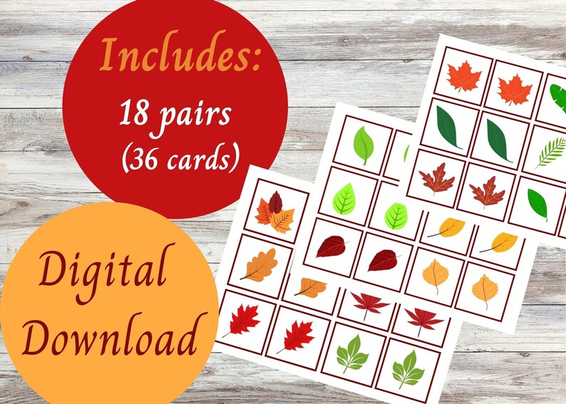 Fall Matching Memory Game | Printable Memory Game | Matching Game ...