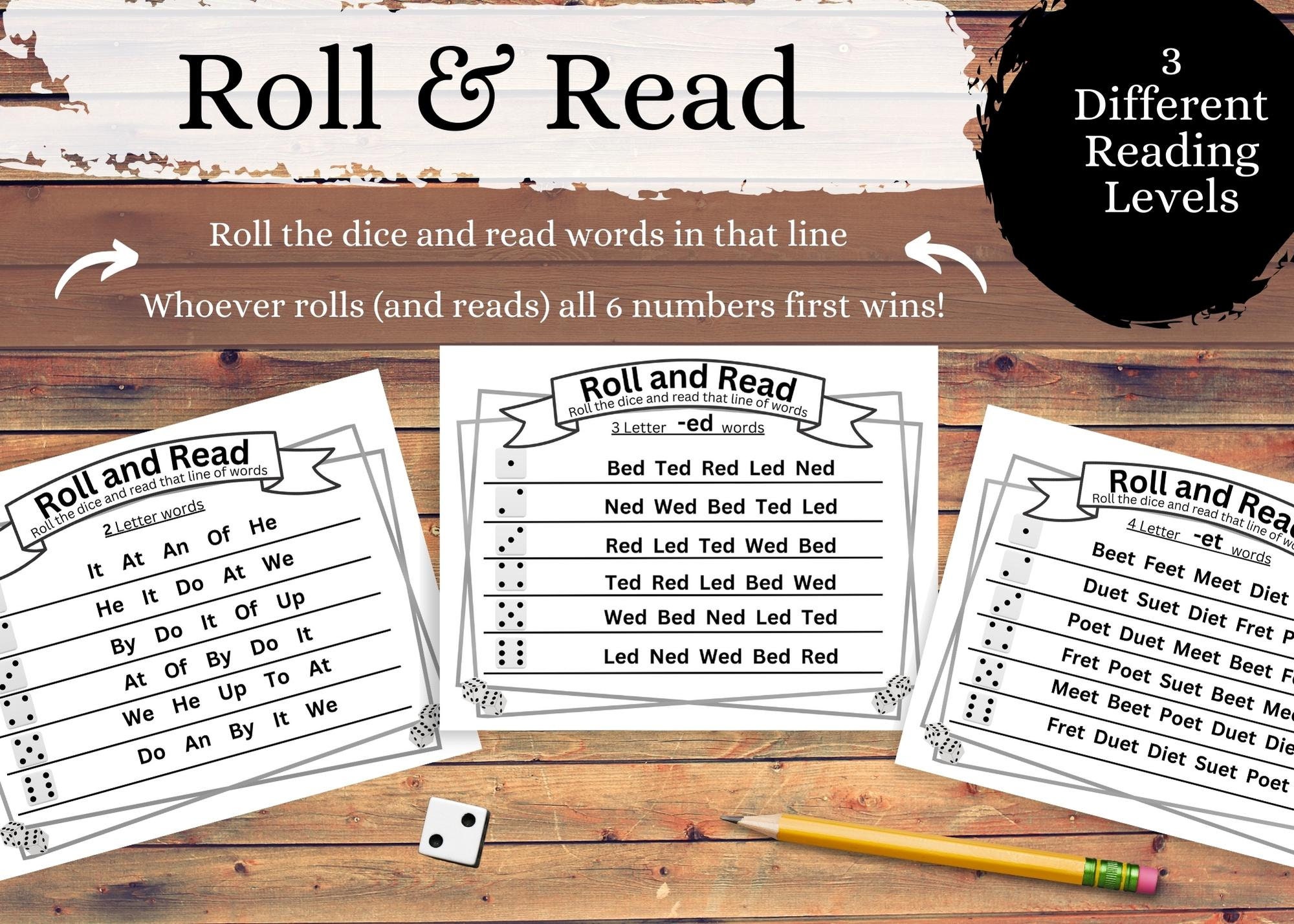 Roll & Read Dice Game | Reading Games | Educational Printables - Etsy