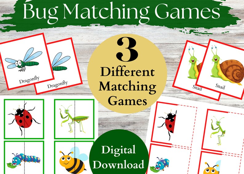 Bug Matching Memory Games Sensory Bin Games Learning Activities ...