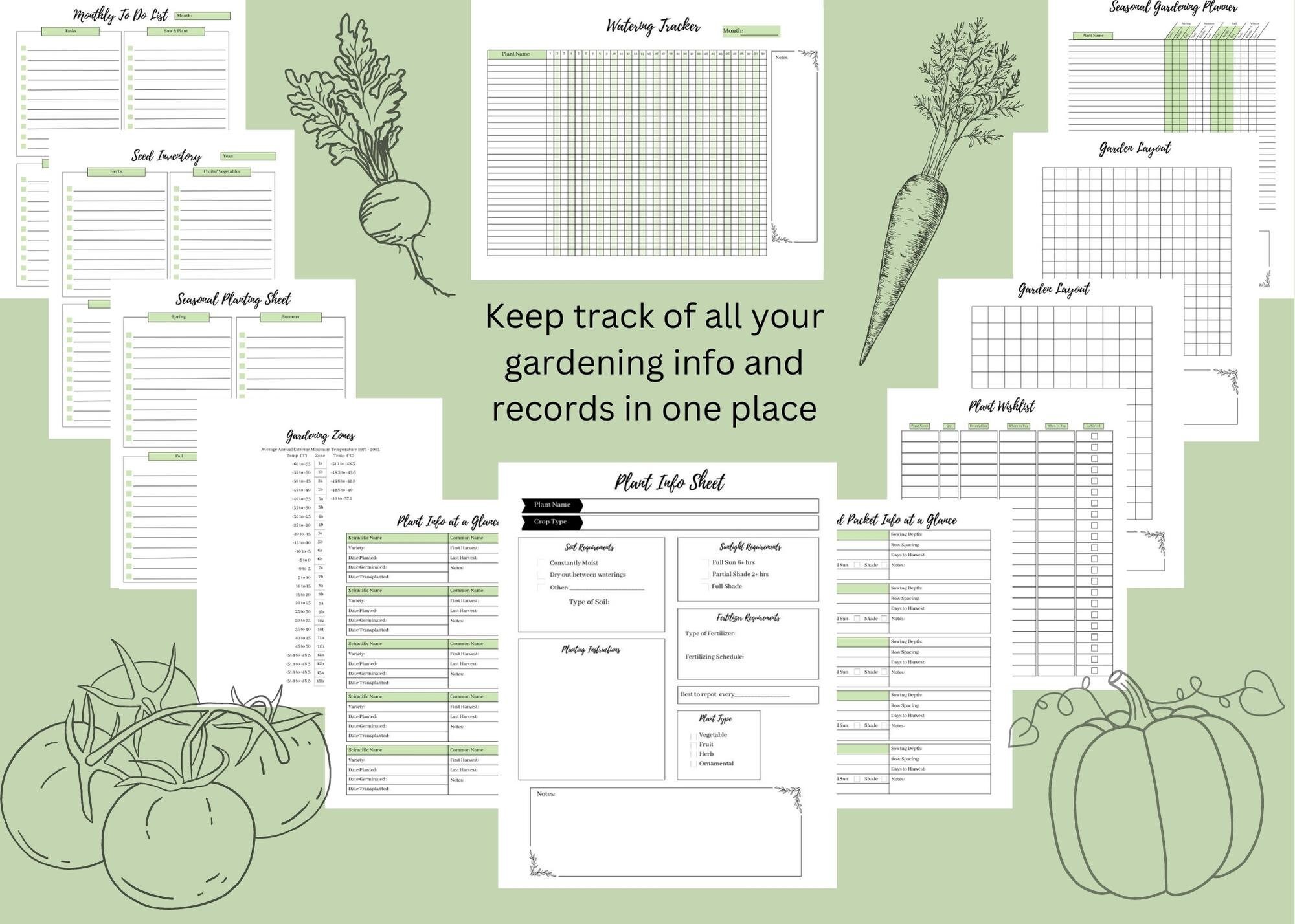 Garden Planner and Tracker | Garden Printable Planner | Garden Design ...