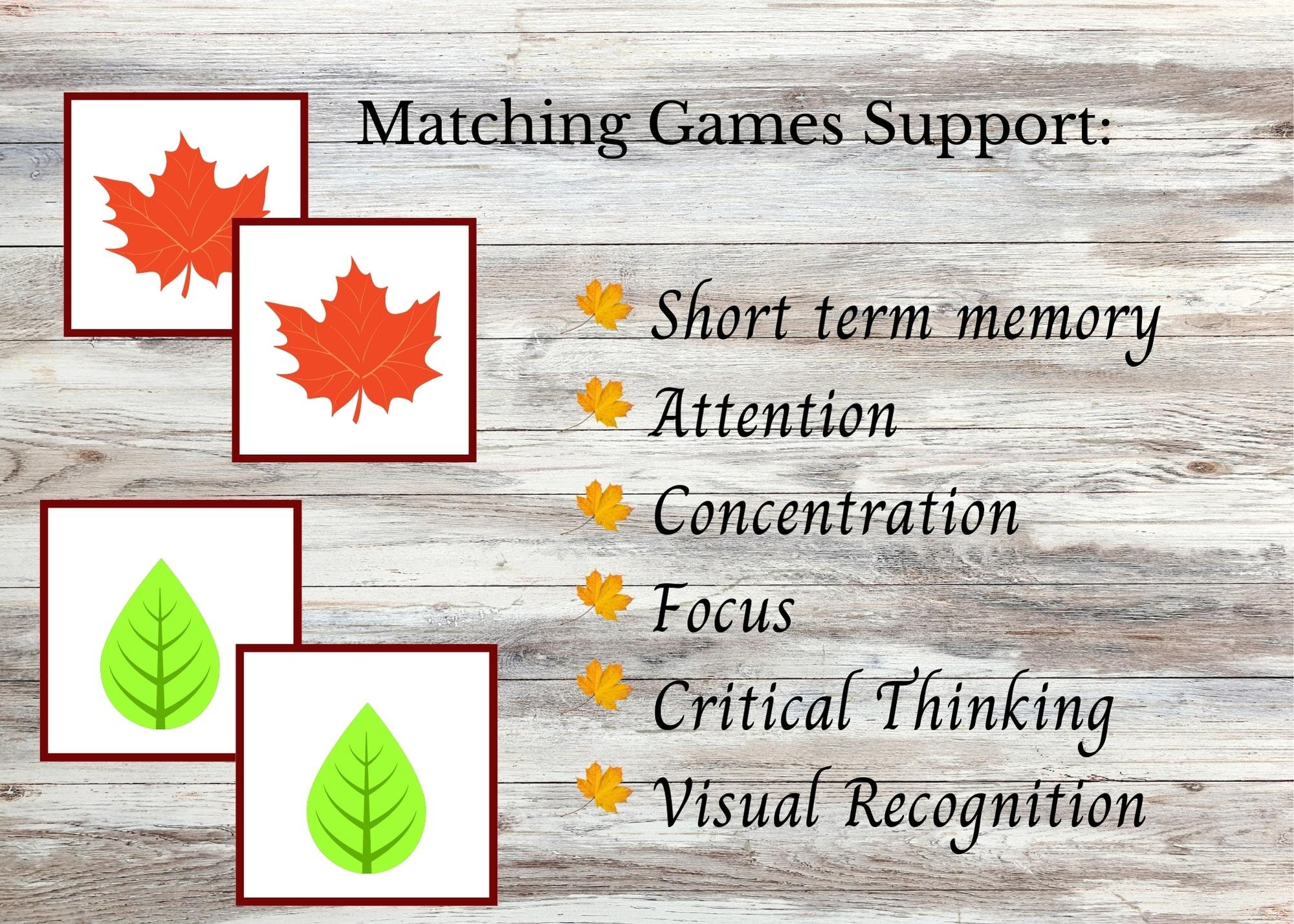 Fall Matching Memory Game | Printable Memory Game | Matching Game ...