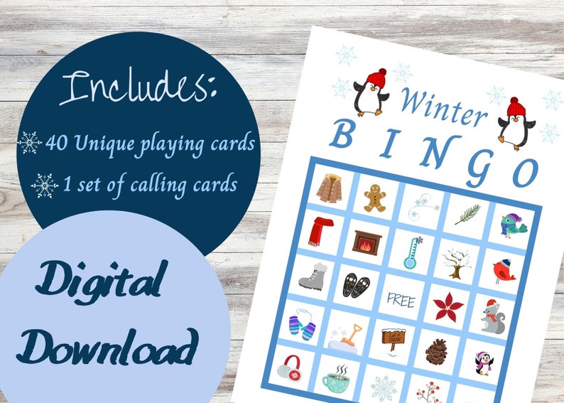Winter Bingo Bingo Game Printable Christmas Activity Winter Fun Digital ...
