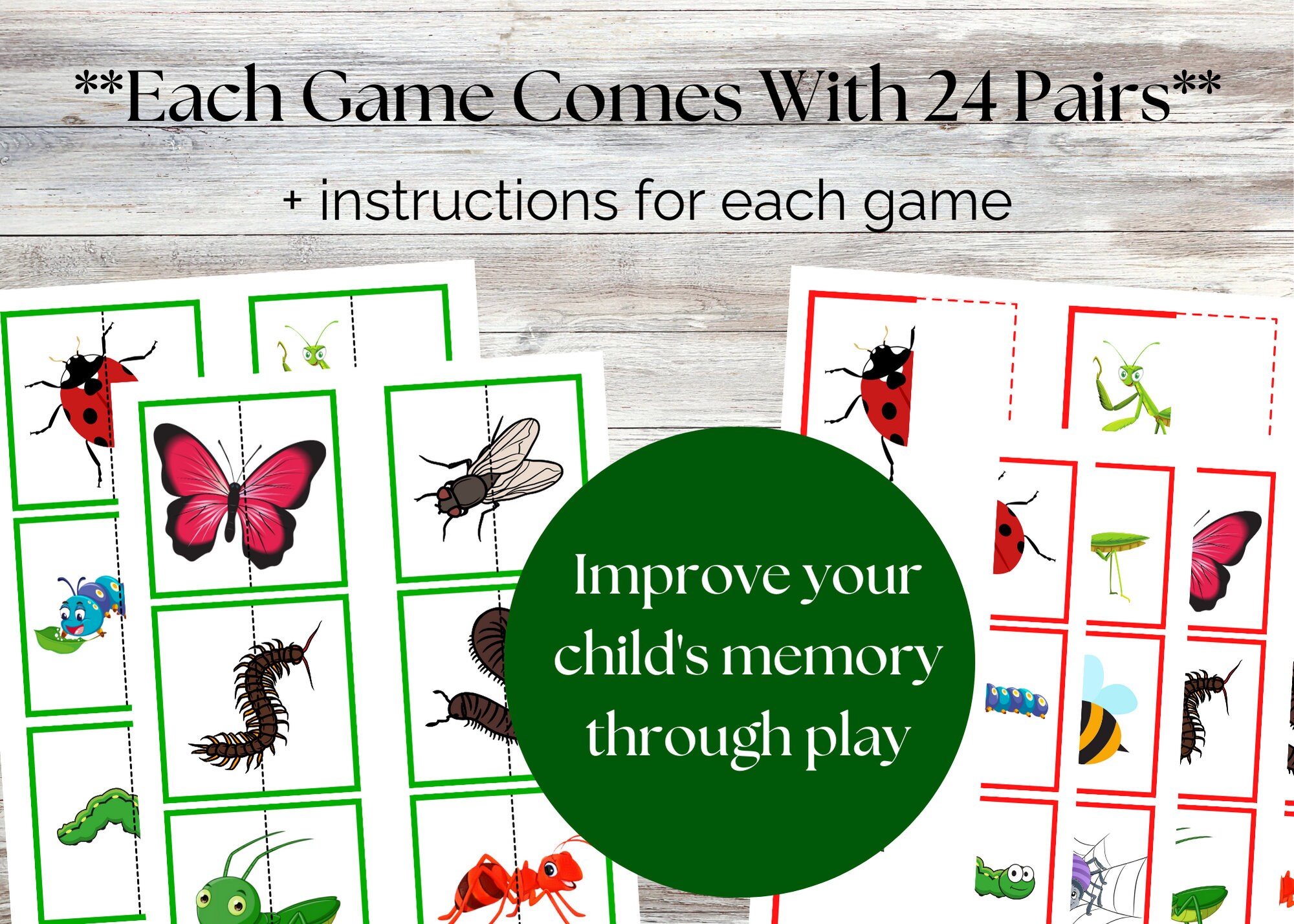 Bug Matching Memory Games | Sensory Bin Games | Learning Activities ...