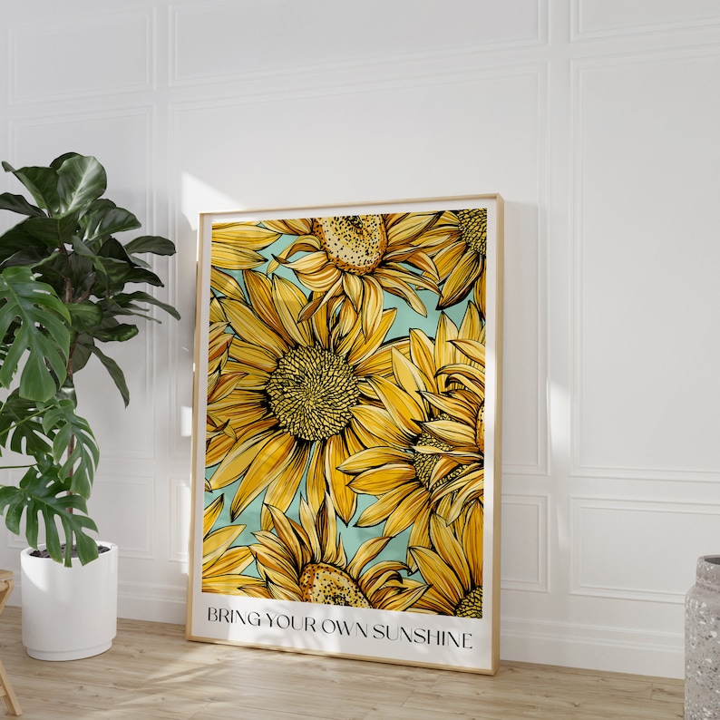 SUNFLOWER DECOR | A5 A4 A3 A2 | Flower Art | Sunflowers Room Decor ...