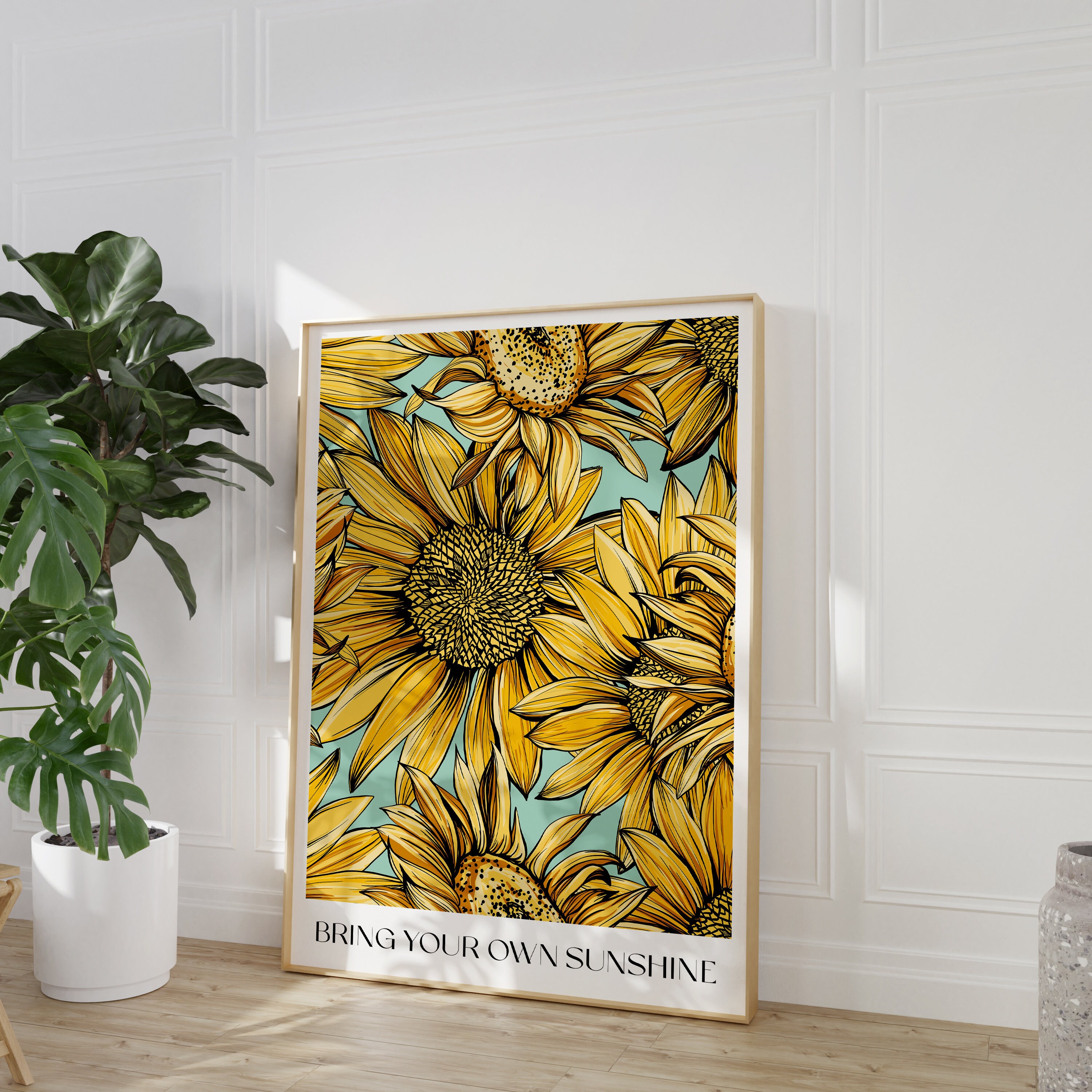SUNFLOWER DECOR | A5 A4 A3 A2 | Flower Art | Sunflowers Room Decor ...