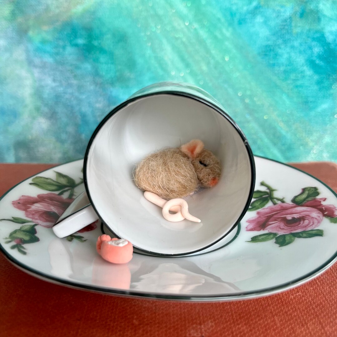 Rosie Needle Felt Teacup Mouse - Etsy