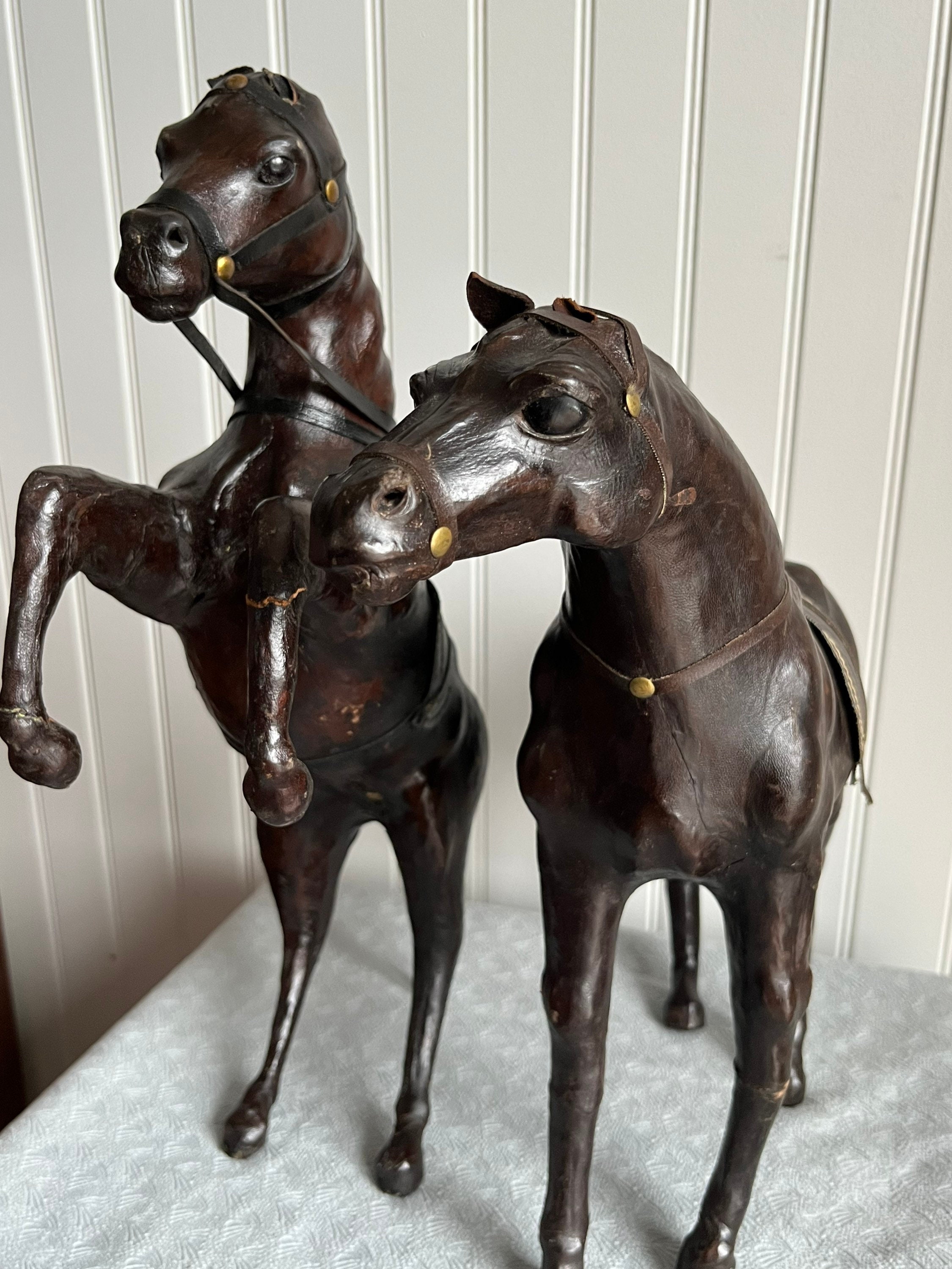 Vintage Leather Horses 1970 Decoration Row Trinkets Country - Etsy
