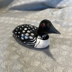 Figurine Trinkets Loon Statuette Vintage Painted Wood - Etsy