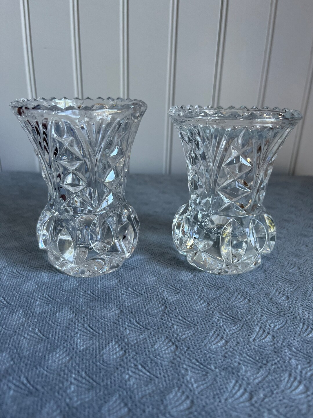 Cut Glass Decorative Vases Sets of Two - Etsy