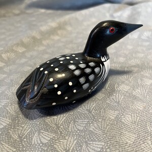 Figurine Trinkets Loon Statuette Vintage Painted Wood - Etsy