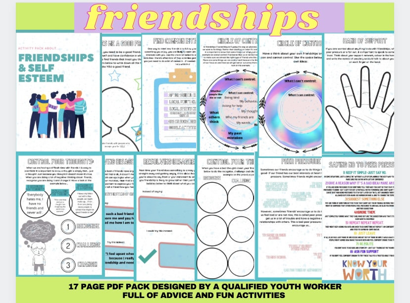 Friendship Support Teens and Tweens PRINTABLE RESOURCE Emotional ...