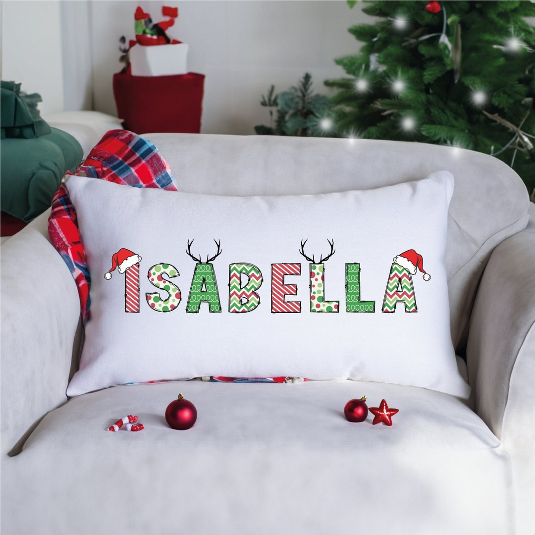 Custom Pillow Cover With Name Written in Christmas Letters ...
