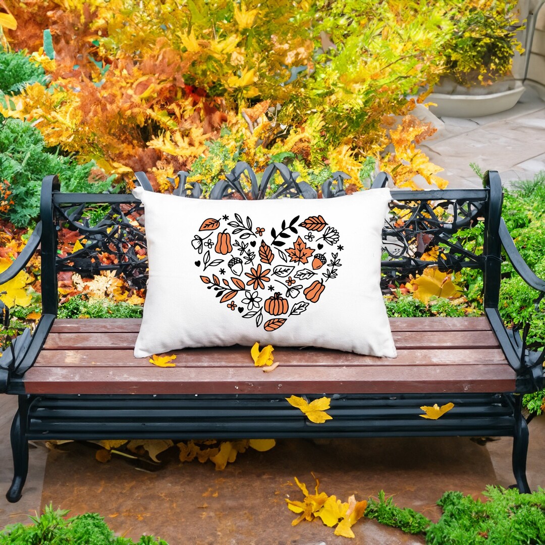 Fall Heart Pillow, Fall Leaves Pillow, Fall Pillow Cover, Fall ...