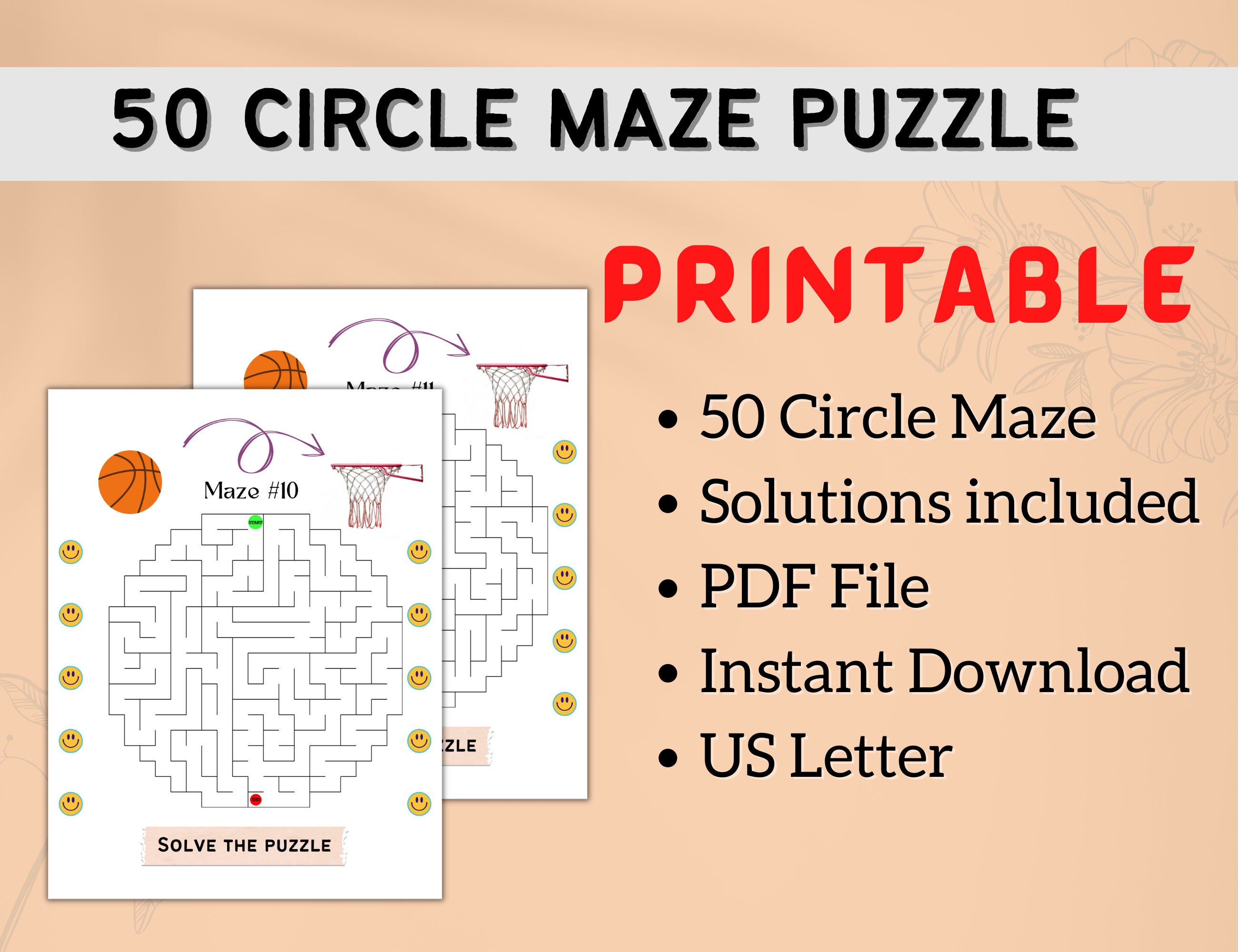 50 Circle Shape Maze Puzzle for Kids to Improve Their Fine Motor and ...