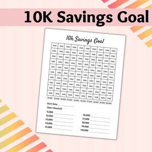 Printable Savings Goal Tracker Savings Checklist | 10K 5K Saving Goal ...