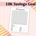 Printable Savings Goal Tracker Savings Checklist | 10K 5K Saving Goal ...