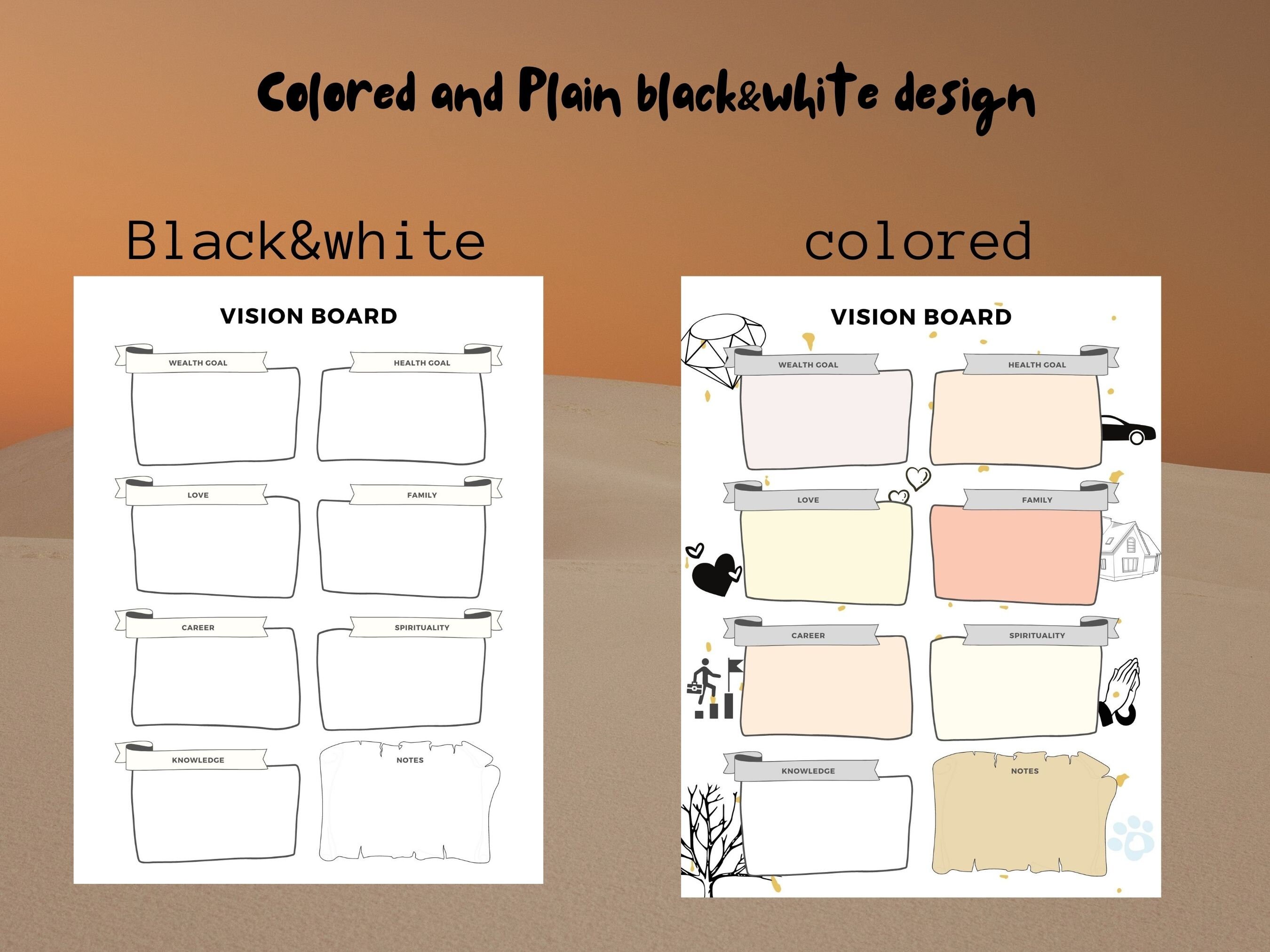 Light Colors Printable Vision Board Template | Dream Planner | Dream ...