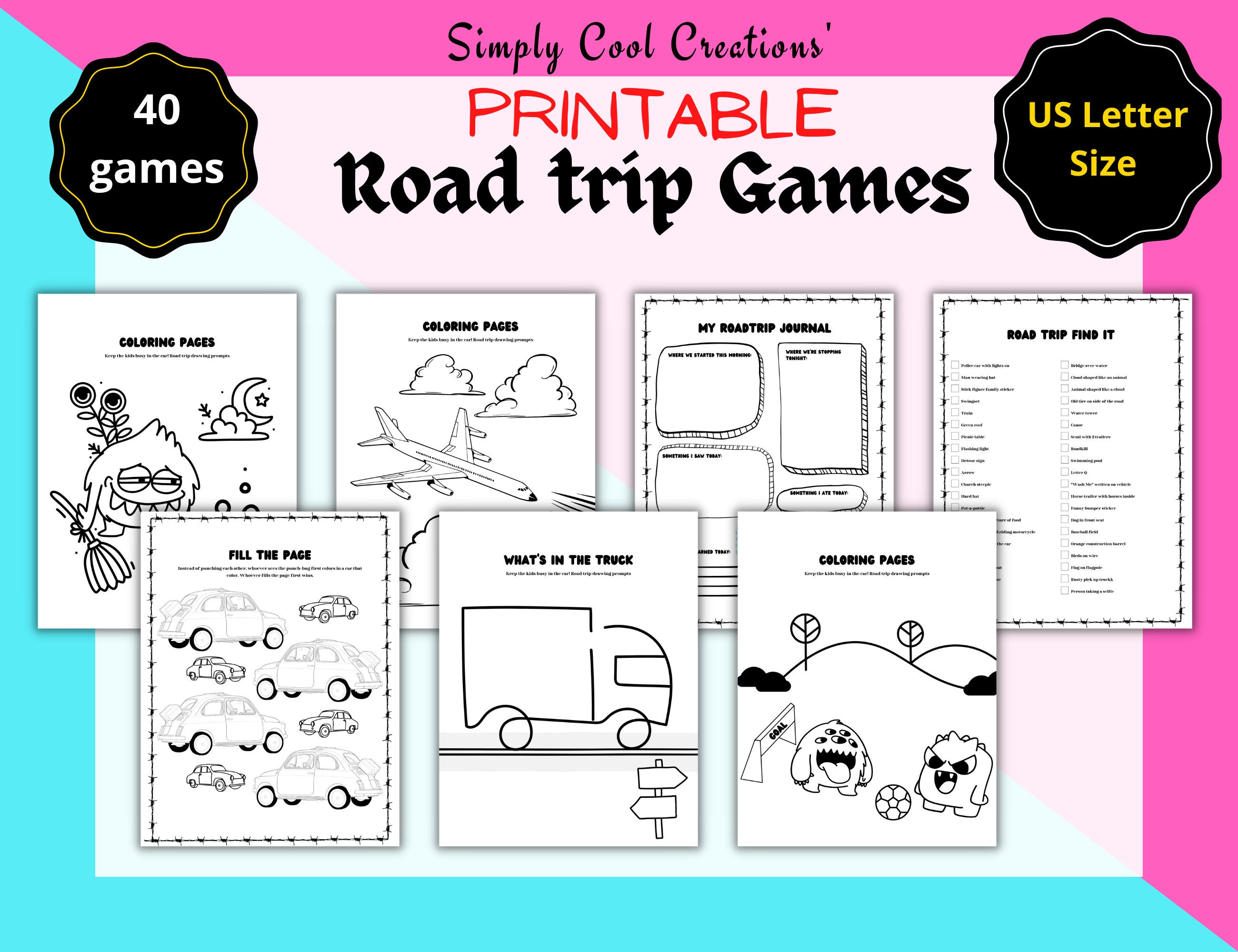 Printable Road Trip Games Bundle 40 Road Trip Games US Letter Size - Etsy