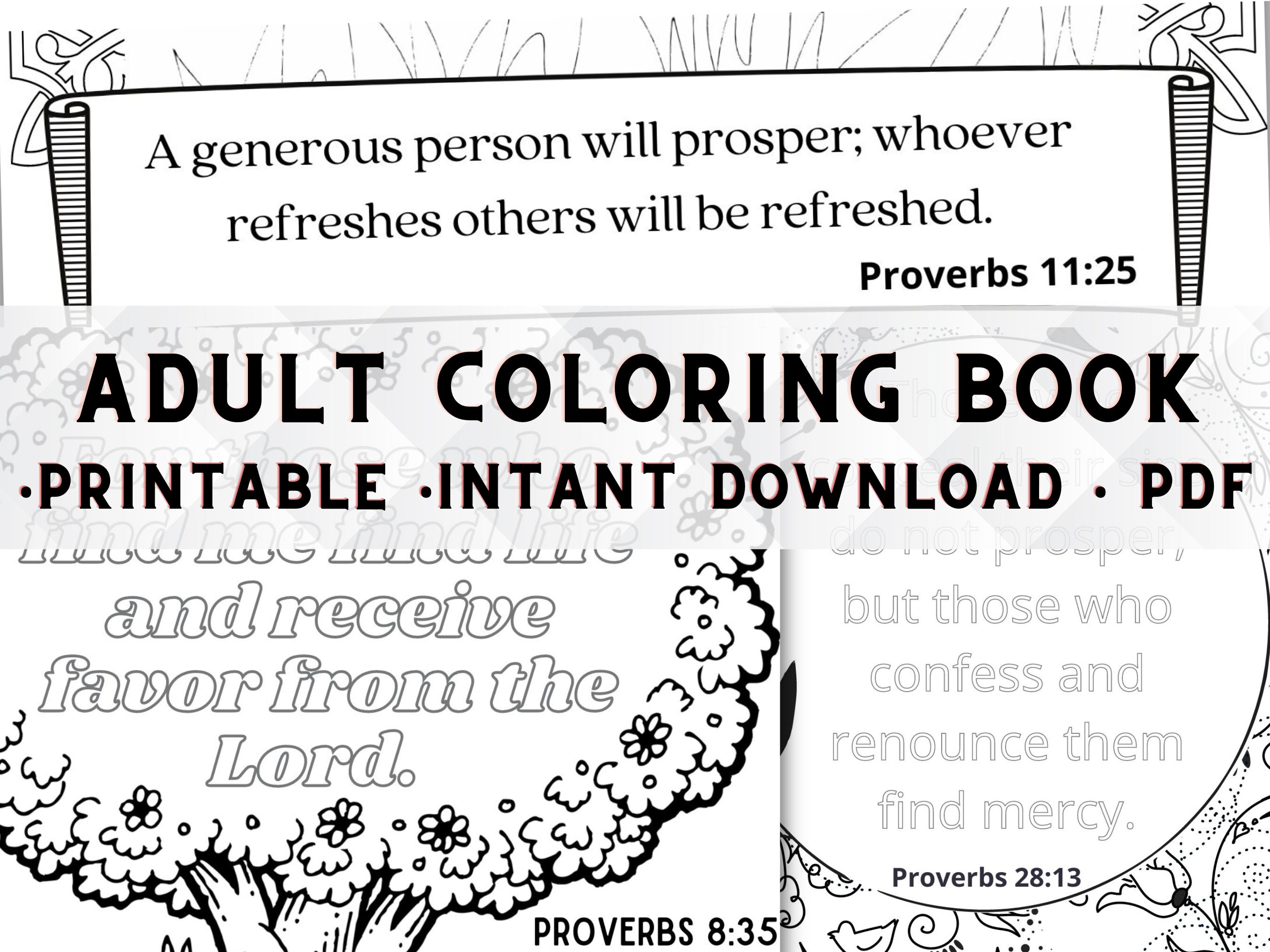 25 Pages Proverbs Bible Verses Faith in God Coloring Book for Religious ...