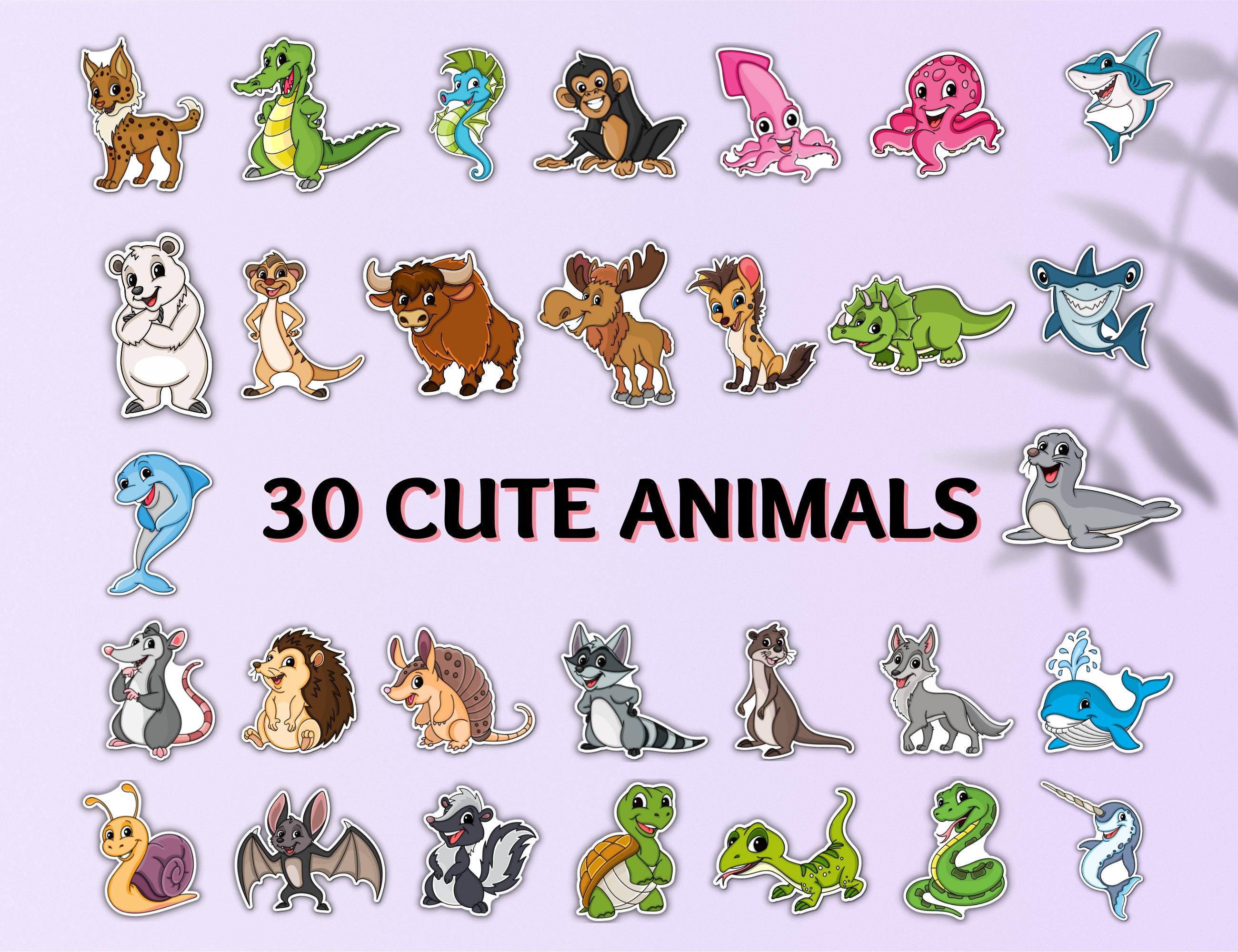 Printable Animals Cupcake Toppers 30 Cute Animals Happy Animals Jungle ...