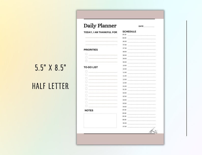 Printable Downloadable Daily Planner for Teens, Students, Business ...