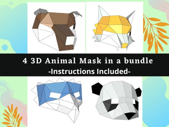 3D Animal Paper Craft Mask Bundle for Kids PDF Instant - Etsy