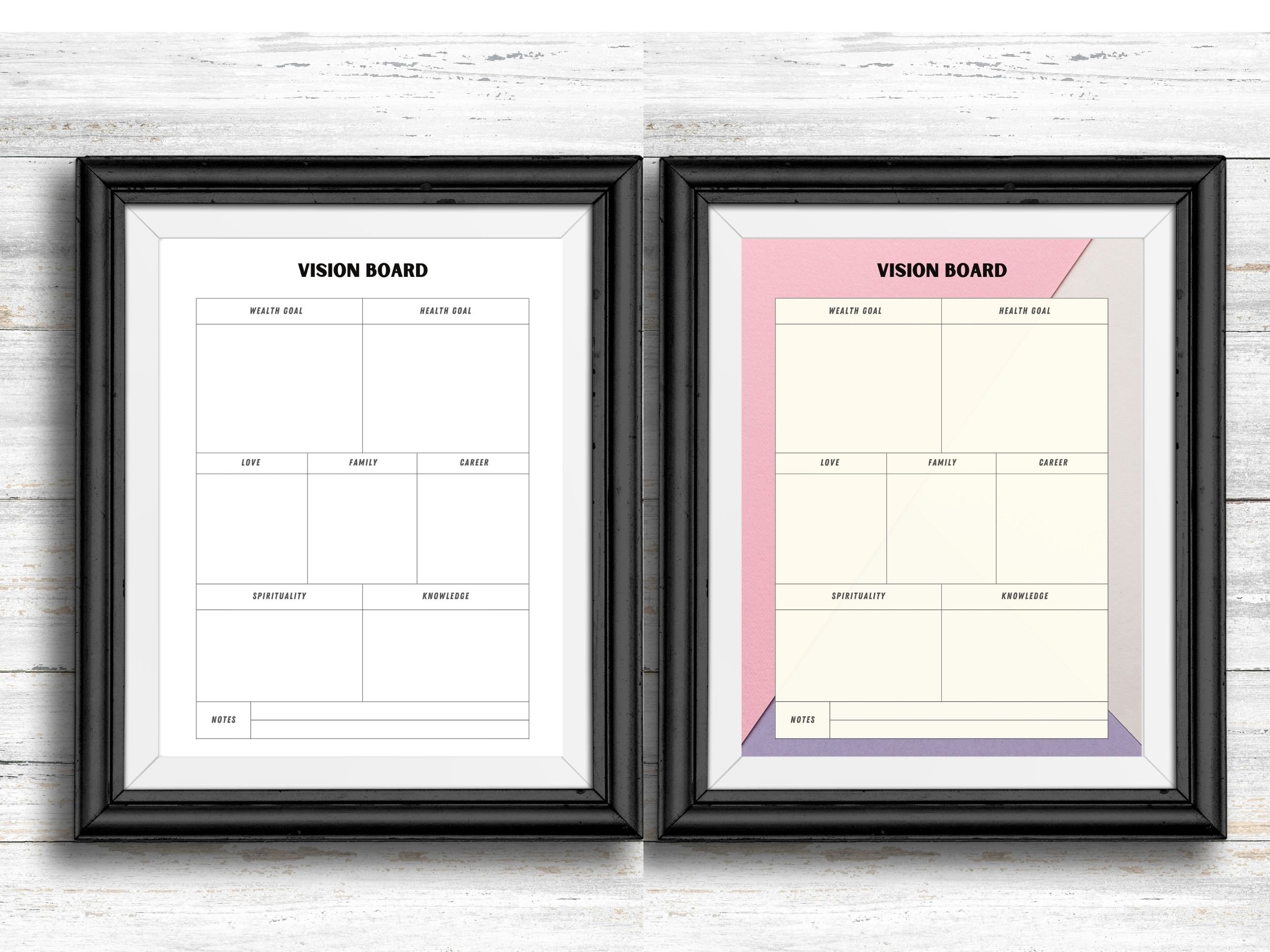 Printable Vision Board Health, Wellness, Wealth, Career Goals Instant ...