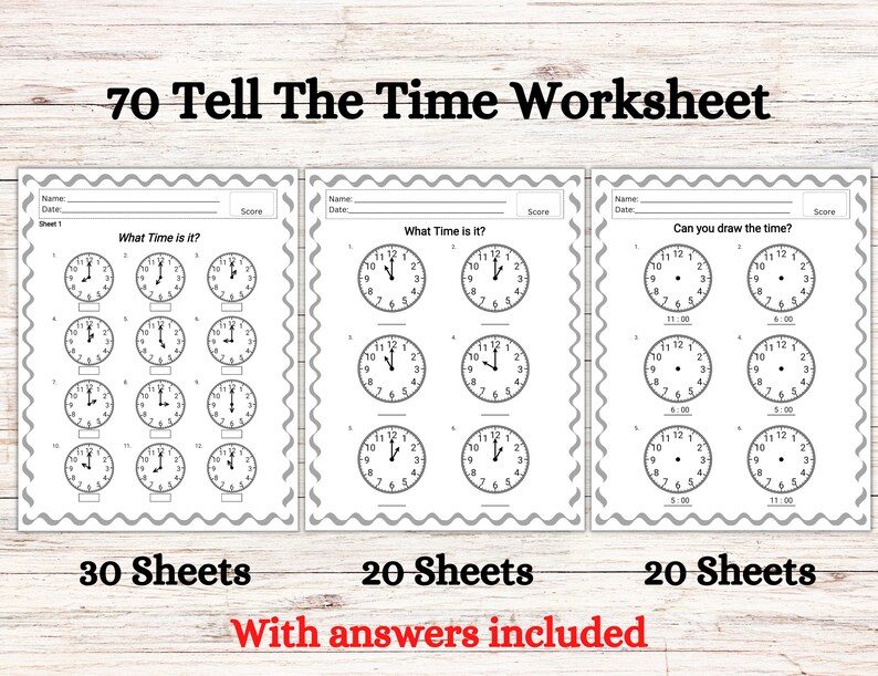 Tell the Time Clock Worksheets | Time Telling Worksheet - Learn How to ...