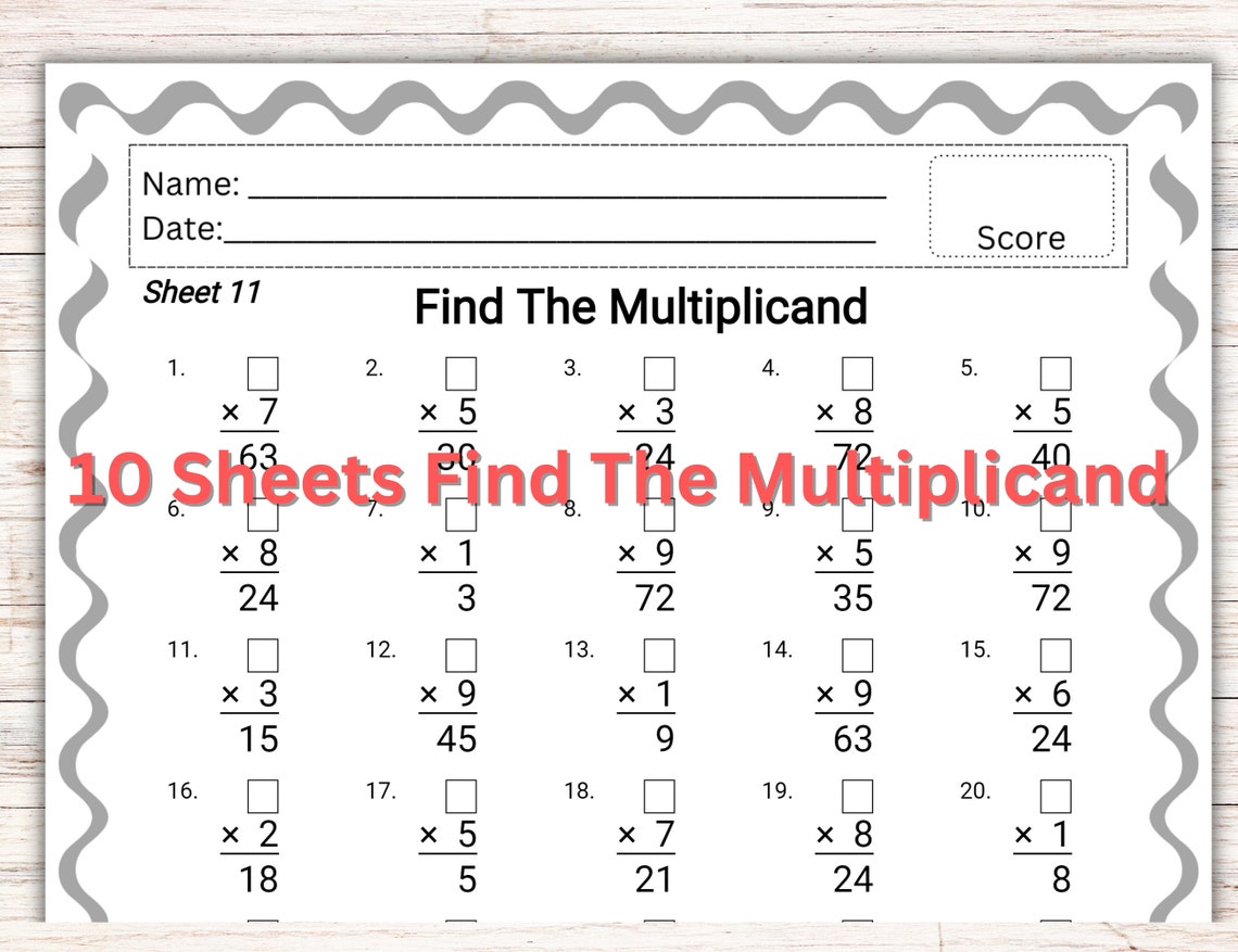 30 Single-digit Multiplication Worksheet - Find the Product ...