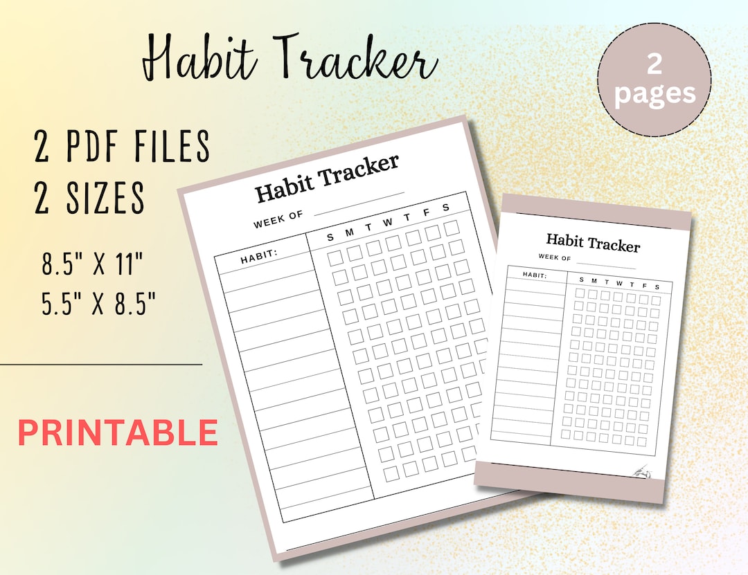 Printable Habit Tracker 2 Sizes 2 Pages to Track Your Daily - Etsy