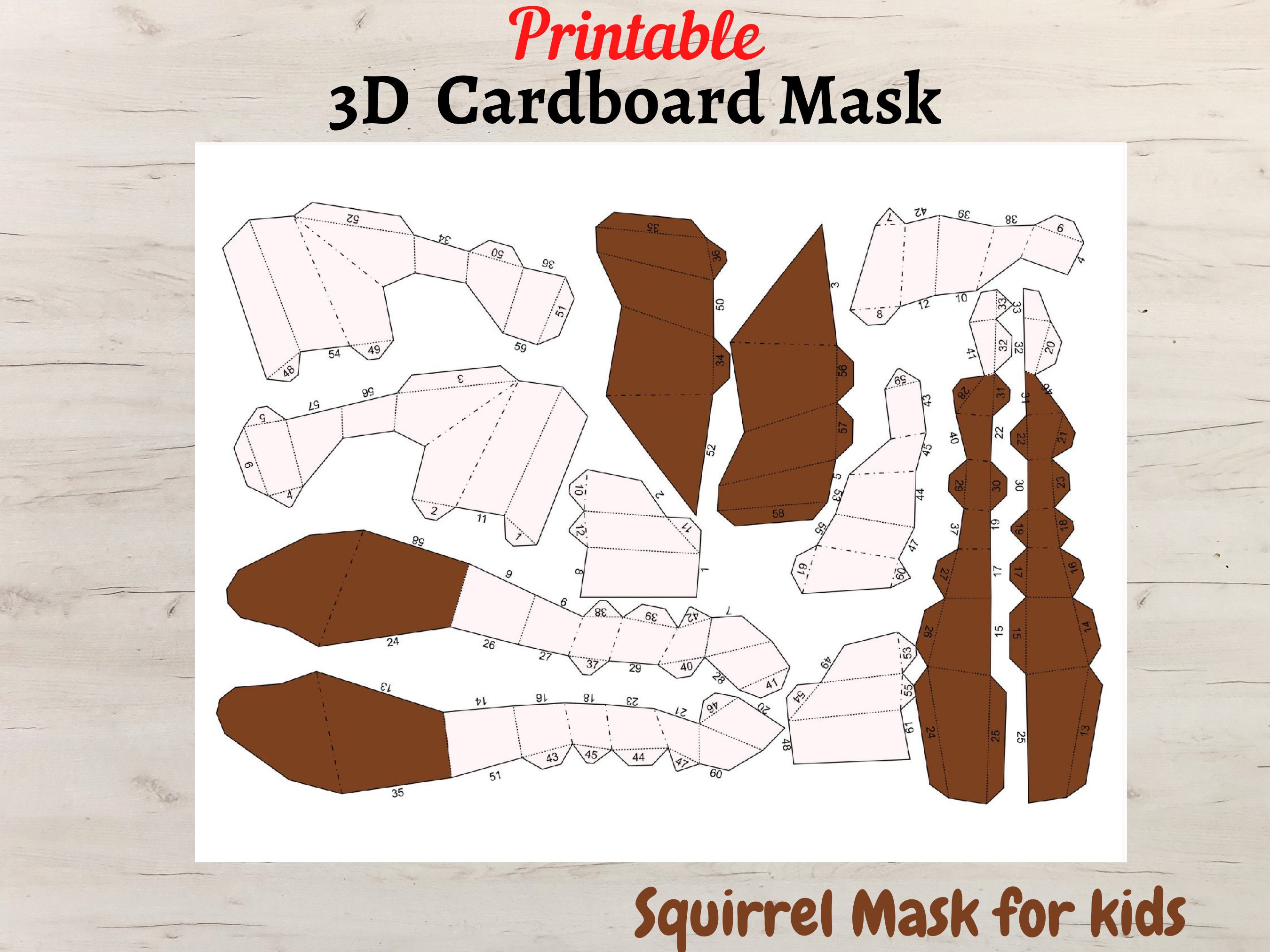 3D Squirrel Animal Paper Craft Mask - DIY Animal Paper Craft Mask for ...