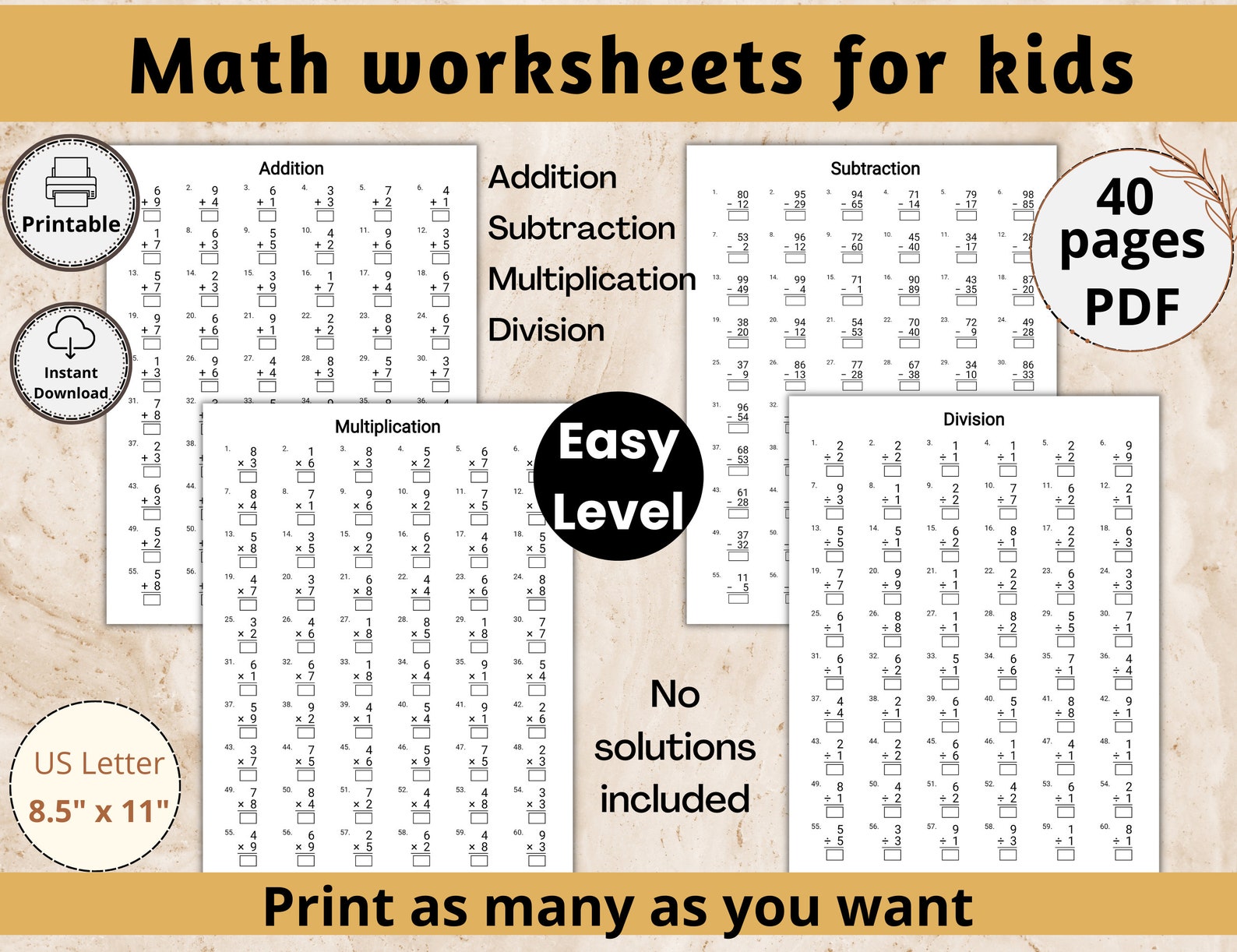 40 Math Worksheets for Preschooler, Toddlers, and Kids - Easy Math ...