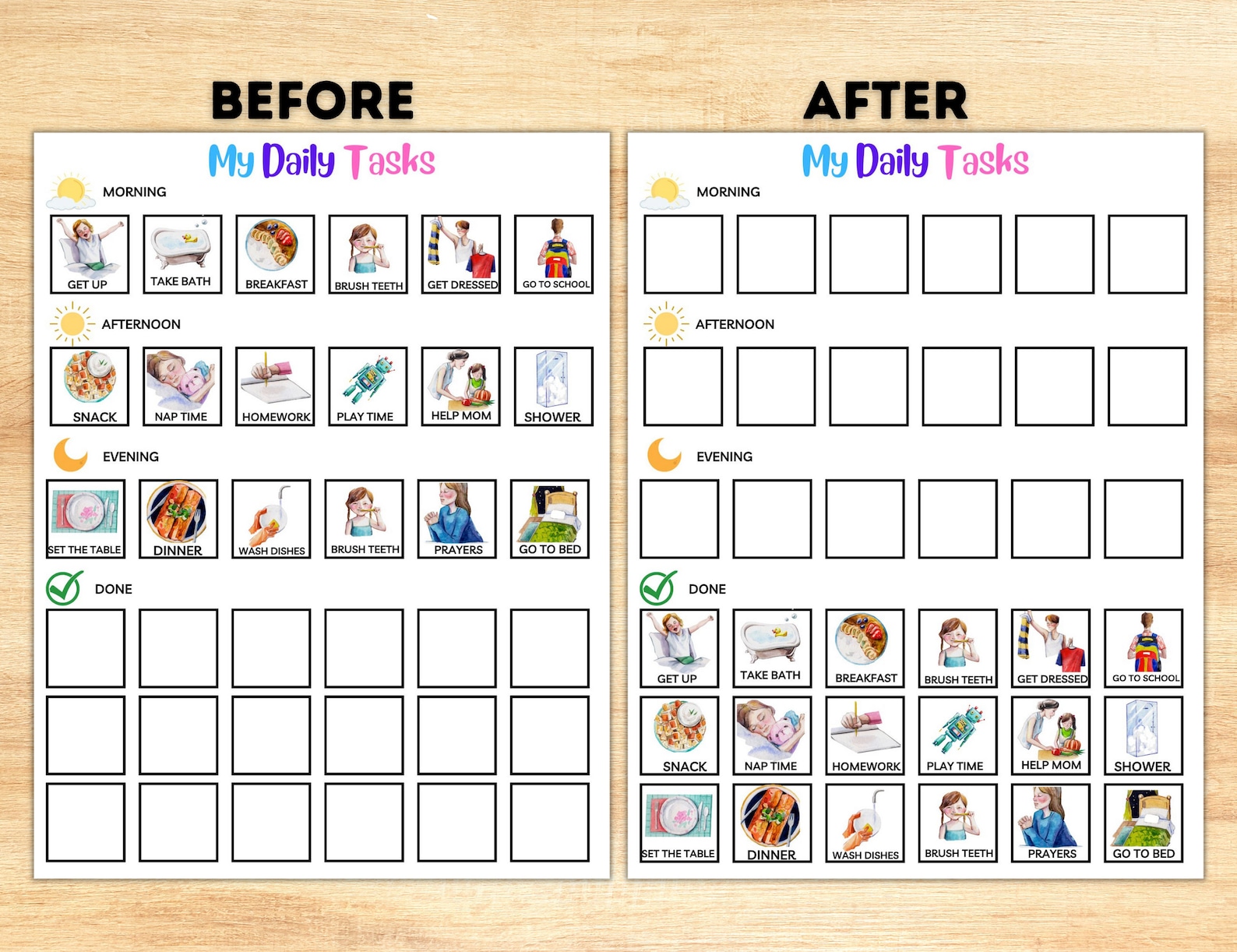 Daily Activities Daily Task Chore Chart Daily Responsibilities - Etsy