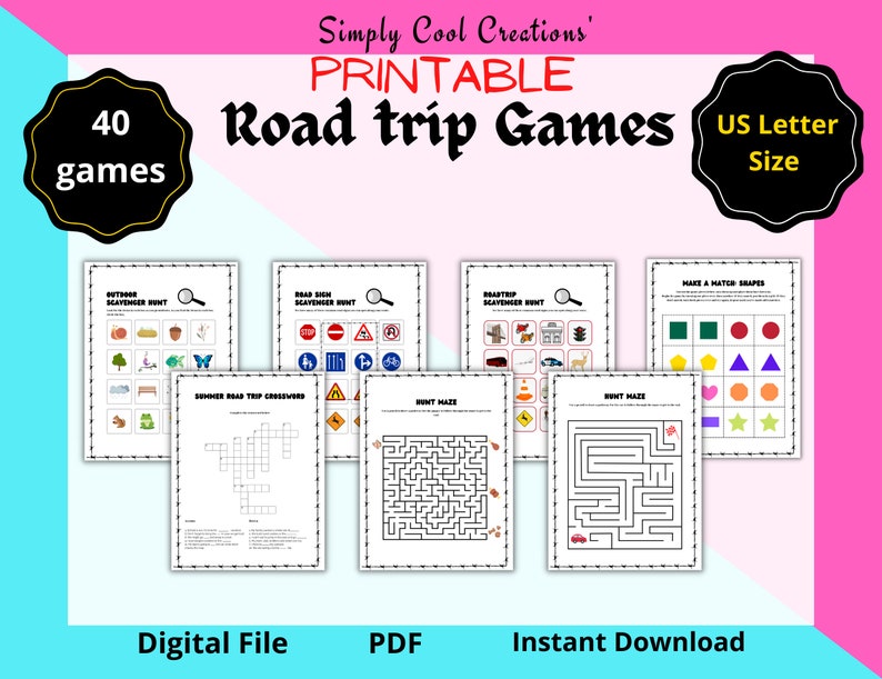 Printable Road Trip Games Bundle | 40 Road Trip Games US Letter Size - Etsy